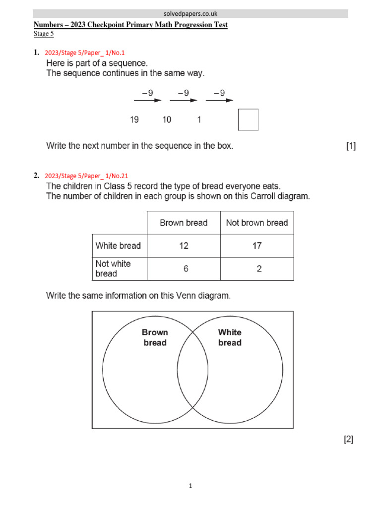 2023-Numbers-Checkpoint Primary Math Progression Stage-5 | PDF