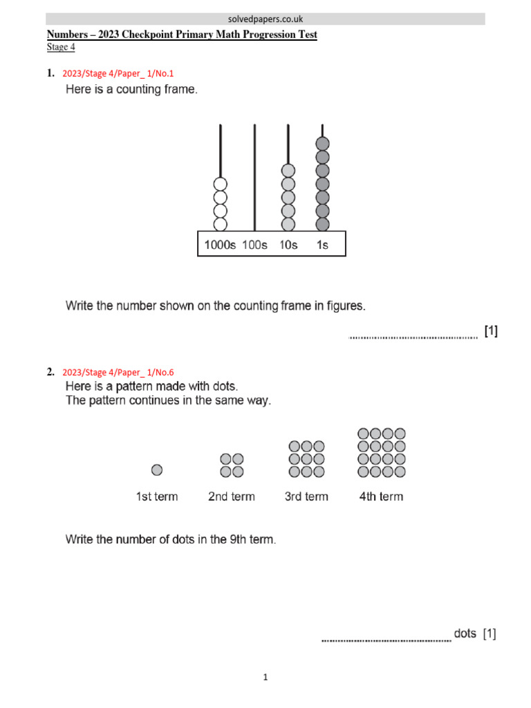 2023-Numbers-Checkpoint Primary Math Progression Stage-4 | PDF | Business
