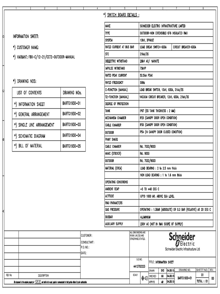 11 KV Rmu Schneider | PDF | Switch | Electrical Engineering