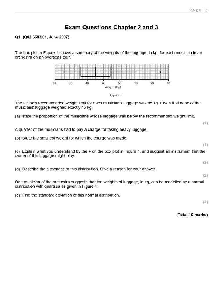 Statistics Exam Practice | PDF | Quartile | Skewness