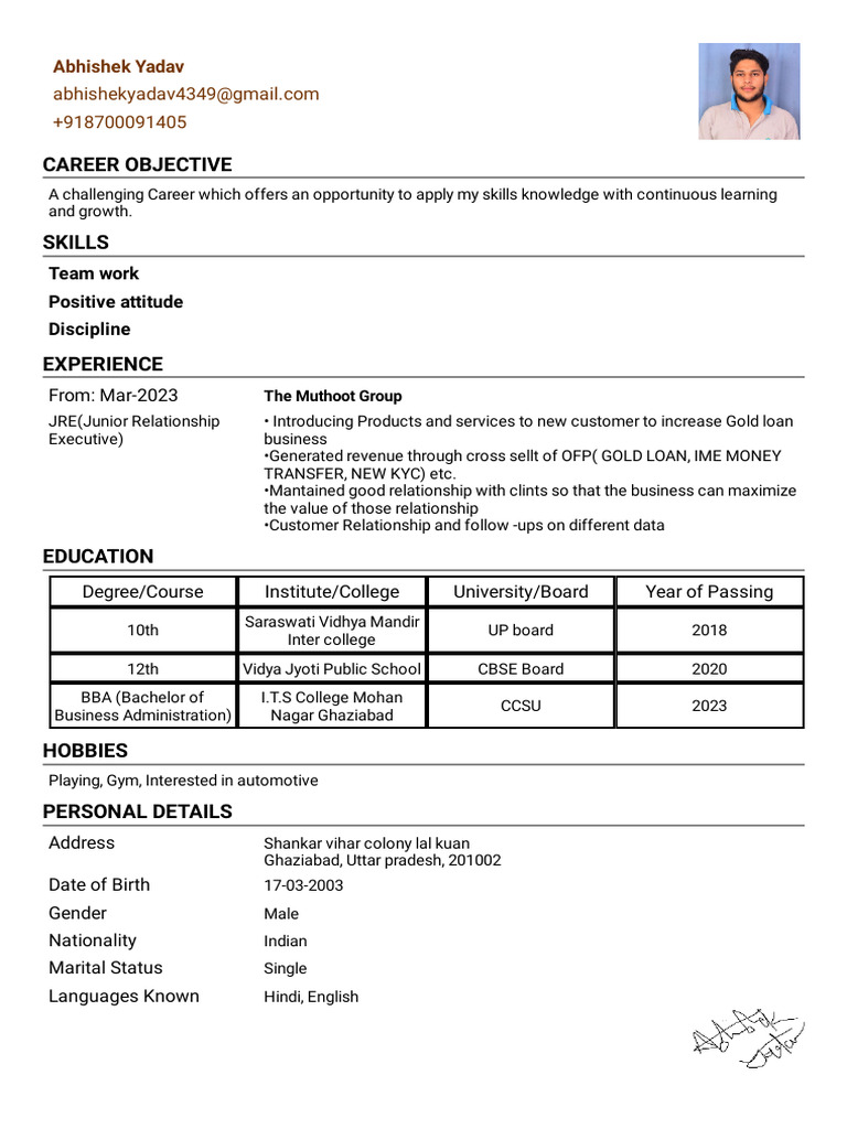 Resume - Abhishek Yadav - Format1 | PDF