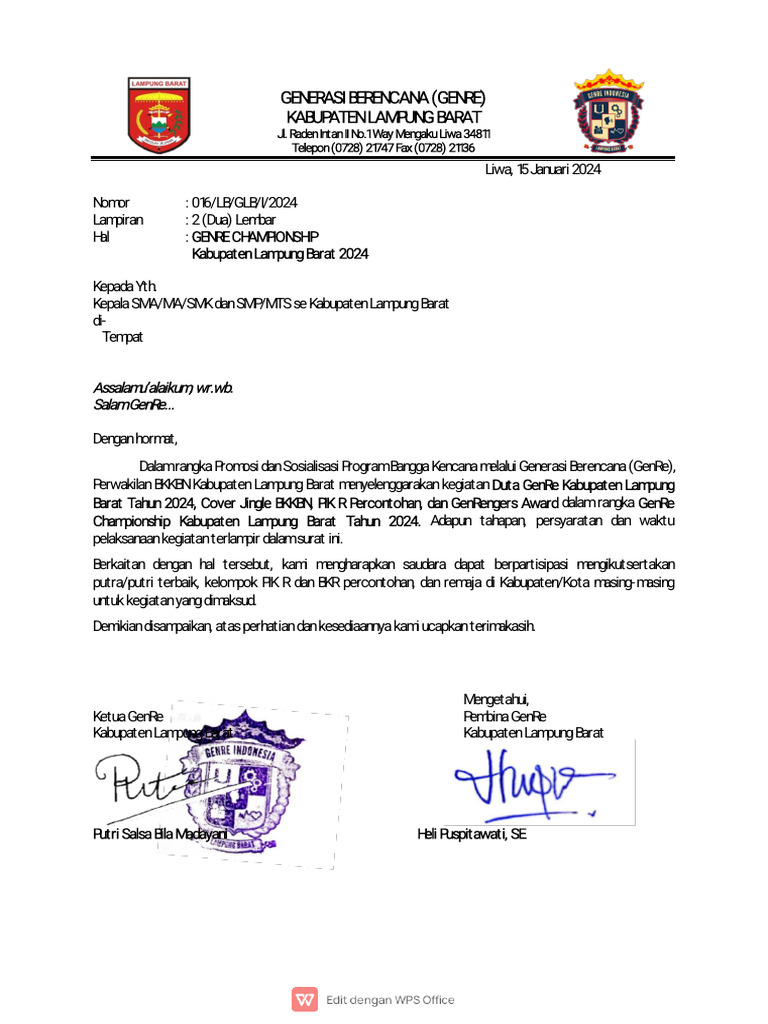 Undangan Genre Championship 2024 Fiks | PDF