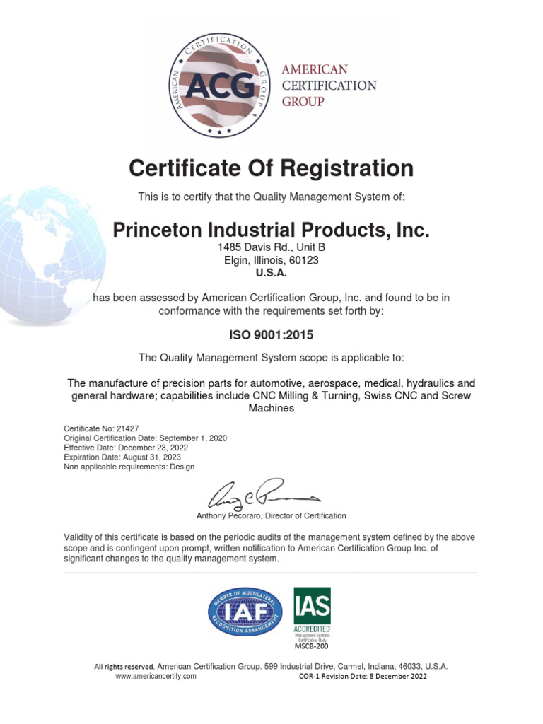 Certificate ISO 9001 ACG | PDF