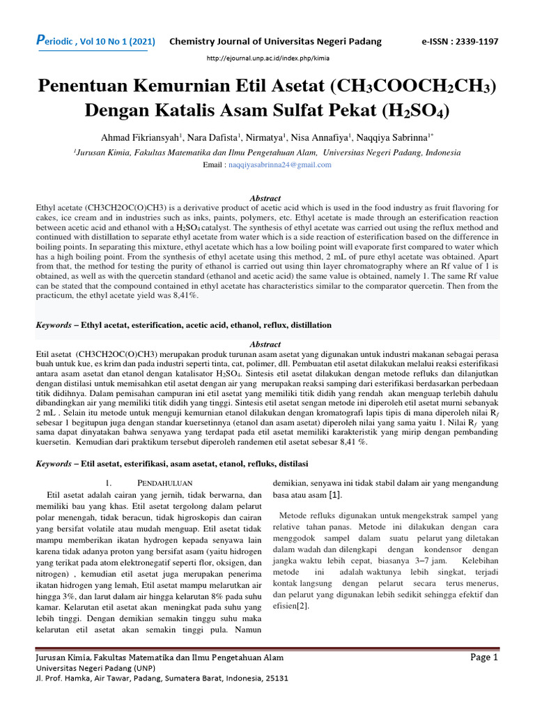 Artikel Tema 2 Praktikum Hayati Kelompok 1 Fixin | PDF | Acetic Acid | Chemistry