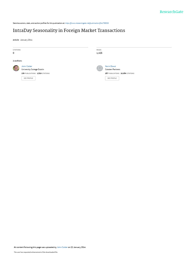 IntraDay Seasonality in Foreign Market Transaction | PDF | Finance ...