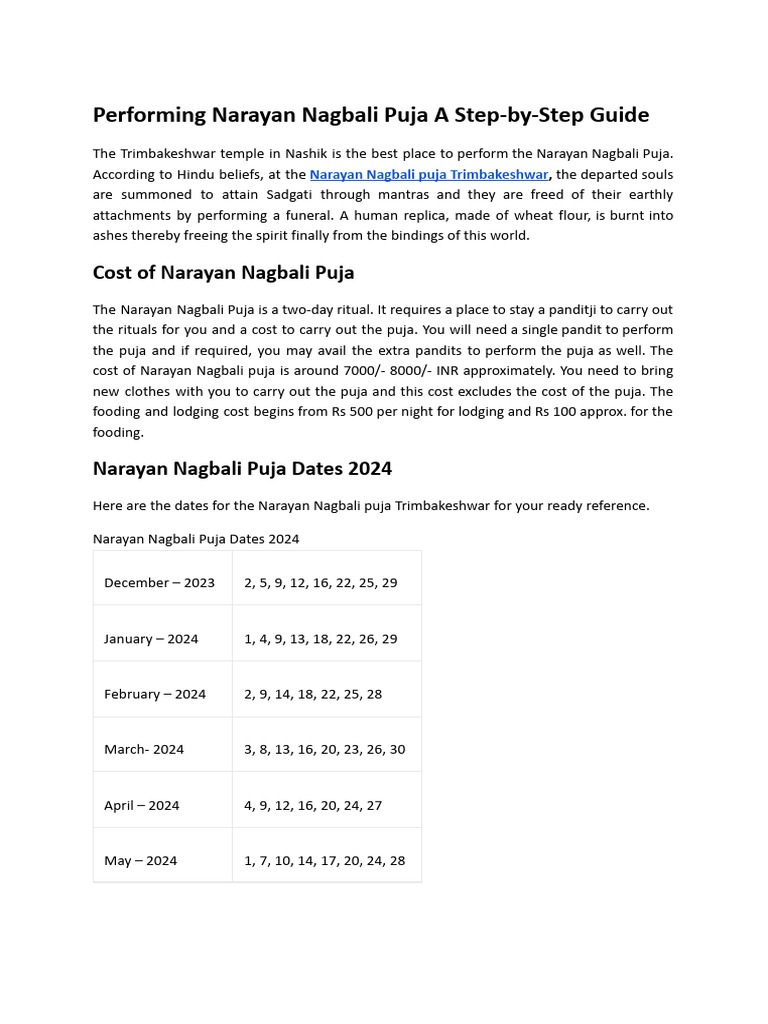 Performing Narayan Nagbali Puja A Step-By-Step Guide | PDF | Indian ...
