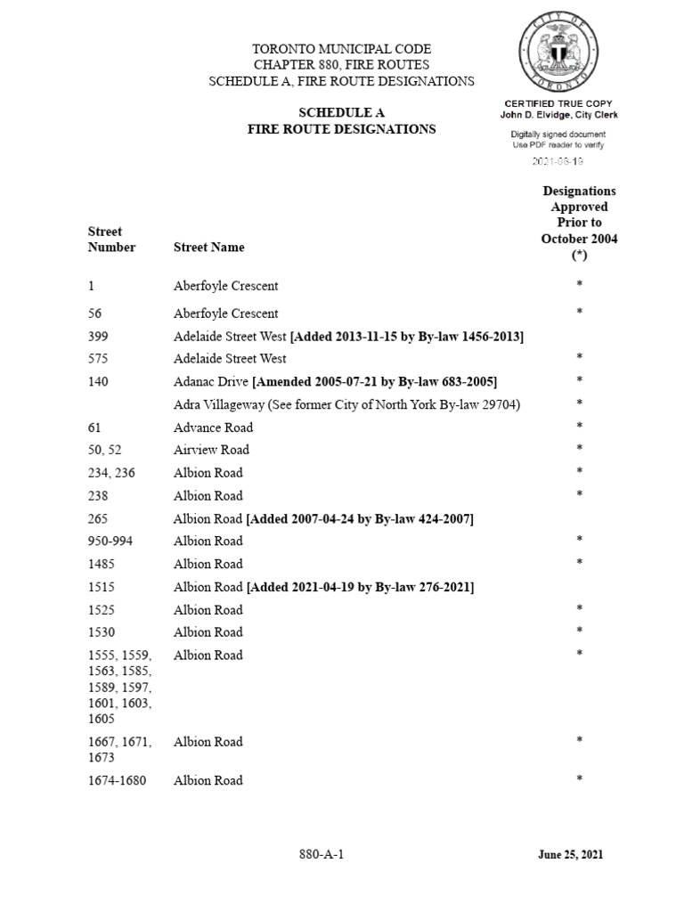 Toronto Fire Route Designations | PDF | Governance | Legal Communication