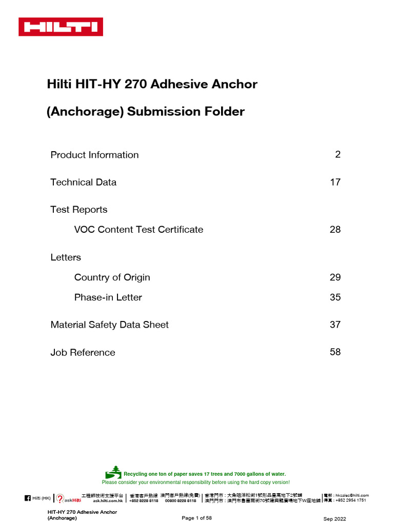 Submittal-ASSET-DOC-LOC-10683242 (HIT-HY 270) | PDF | Masonry ...
