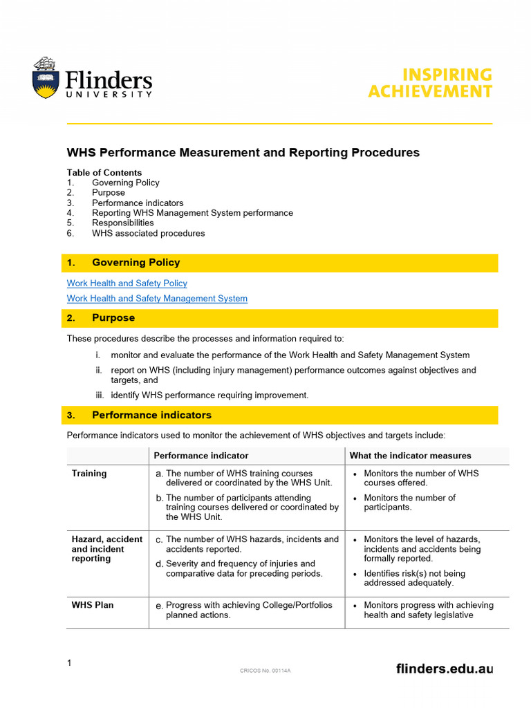 Work Health and Safety Performance Measurement Reporting | PDF ...
