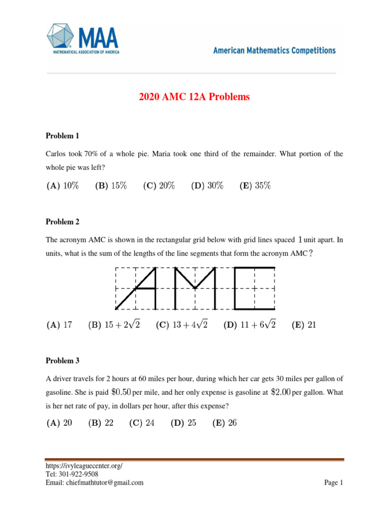 Amc 12a 2020 | PDF | Geometry | Mathematical Concepts