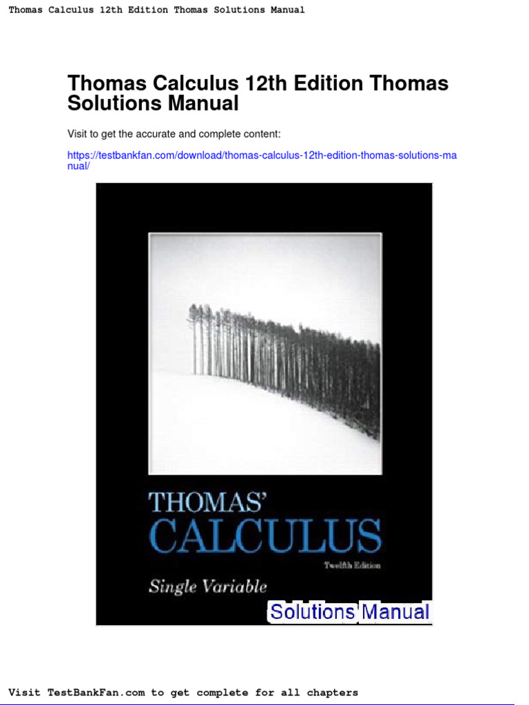 Dwnload Full Thomas Calculus 12th Edition Thomas Solutions Manual PDF ...