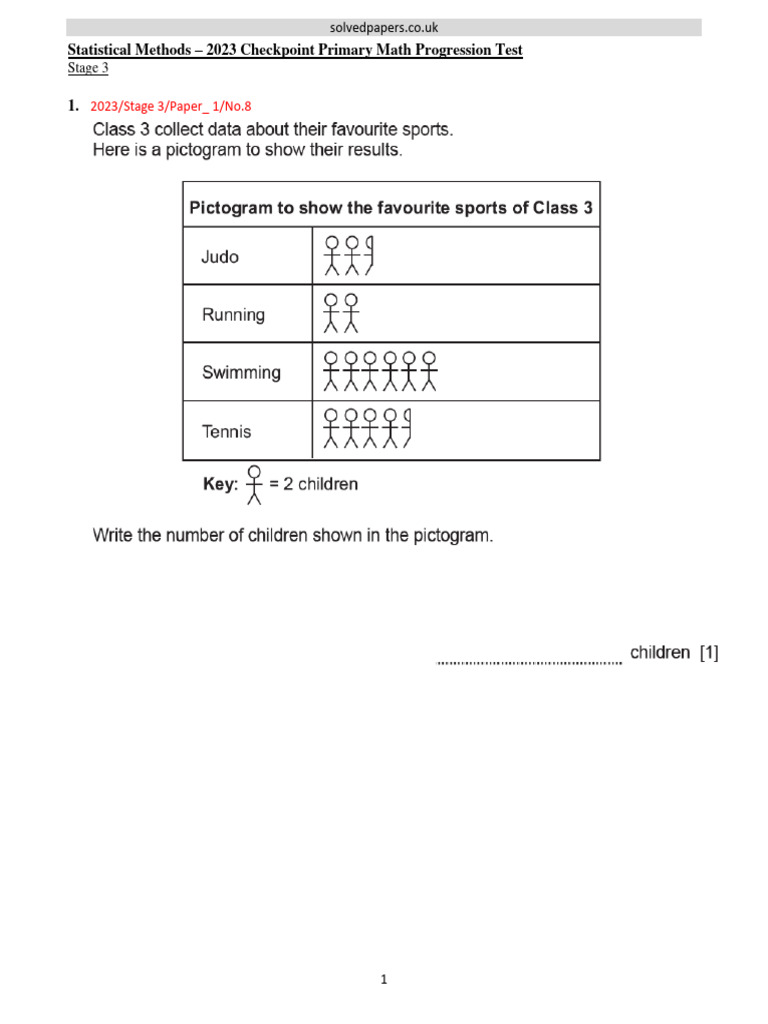 2023 Statistical Methods Checkpoint Primary Math Progression Stage 3 ...