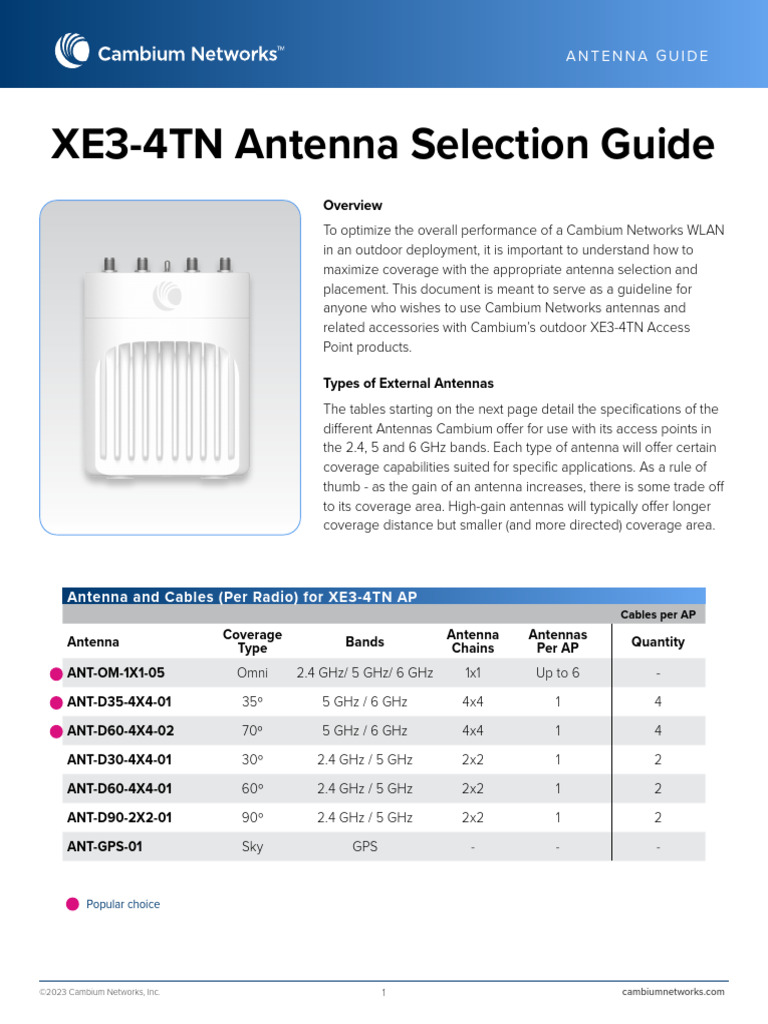Cambium Networks XE3-4TN Antenna Guide | PDF