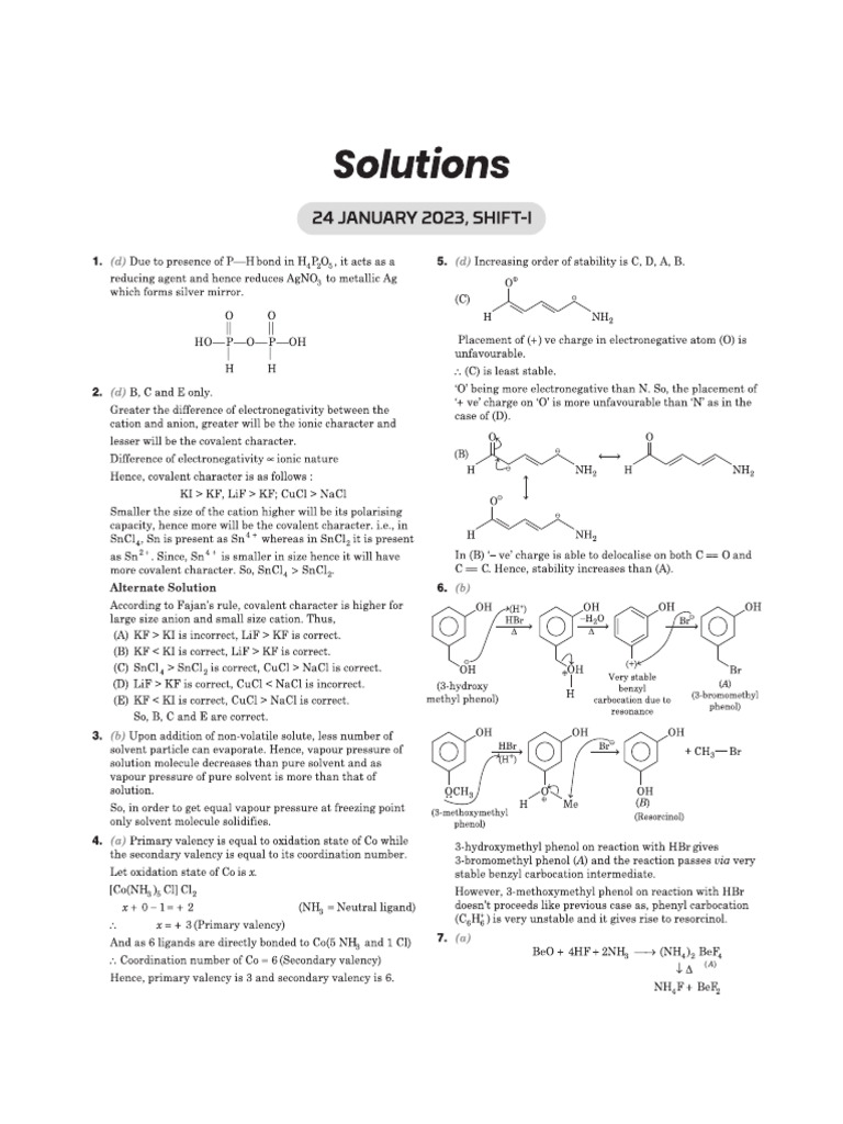24 Jan Shift I Chemistry | PDF