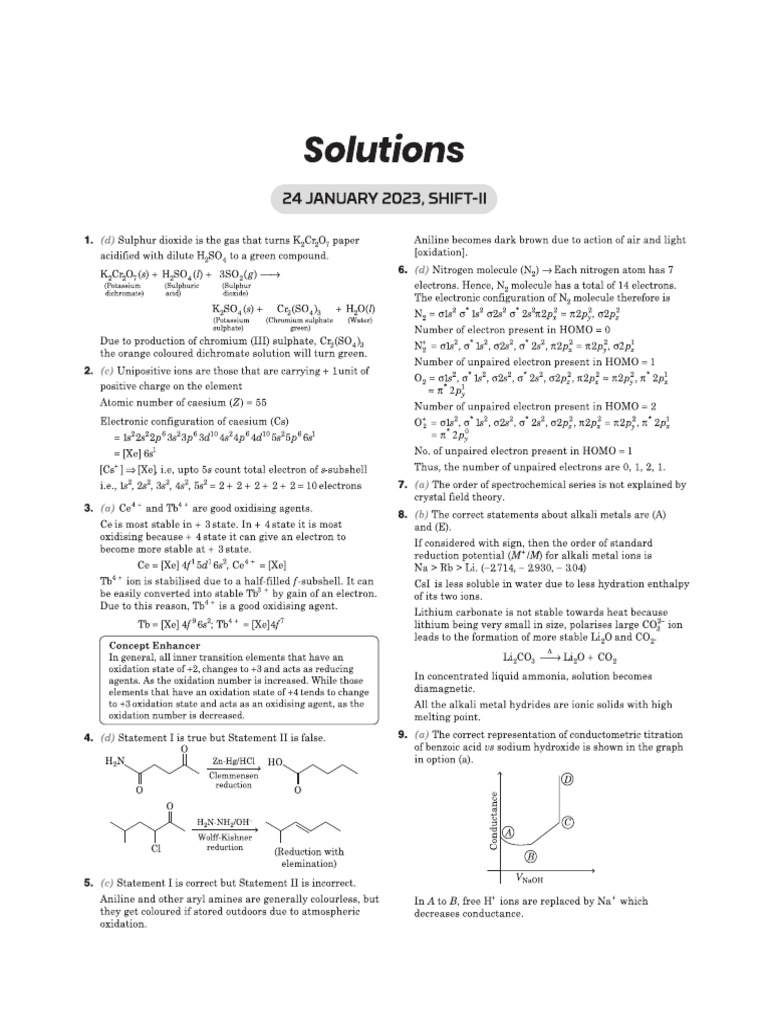 24 Feb Shift II Chemistry | PDF