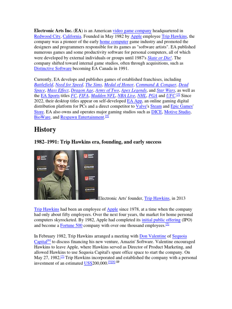 Electronic Arts: History & Evolution | PDF | Video Games | Video Game ...