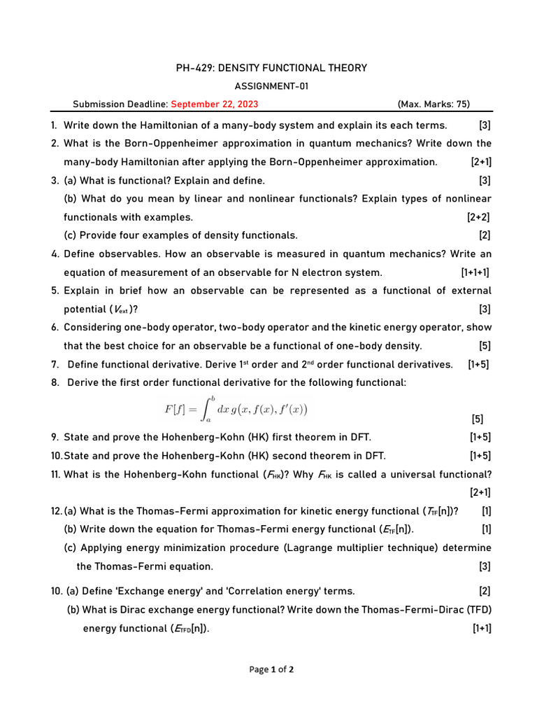 PH 429 - 2023 24 - Assignment 01 | PDF | Density Functional Theory ... PH 429 - 2023 24 - Assignment 01 | PDF | Density Functional Theory ...
