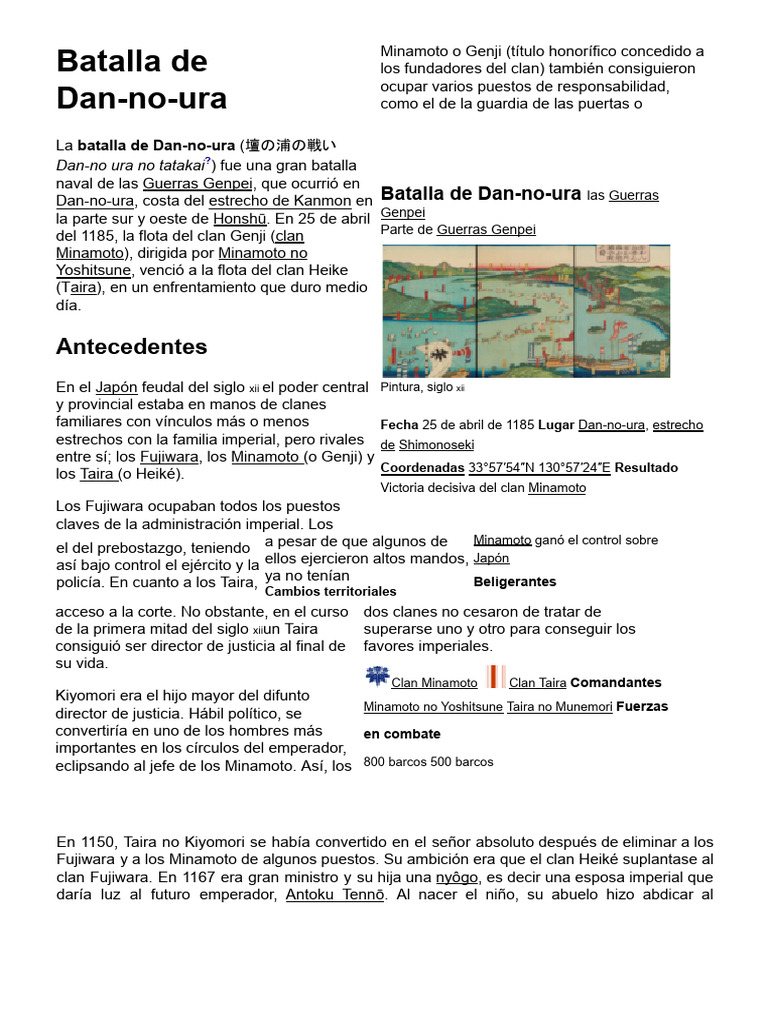 Batalla de Dan-No-Ura | PDF | Japón feudal | Nobleza japonesa