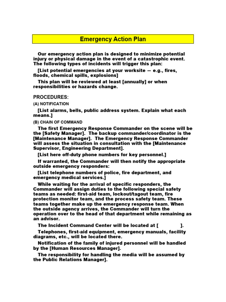 Emergency Action Plan | PDF