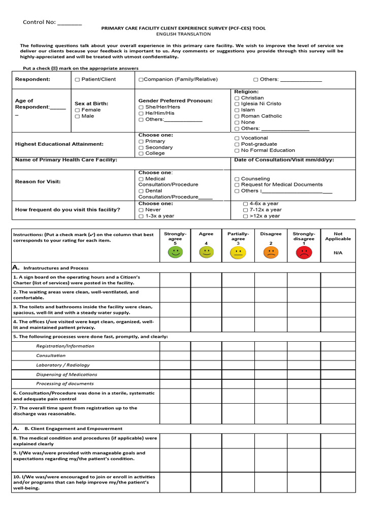 (English) PCF-CES Tool | PDF | Patient | Health Care