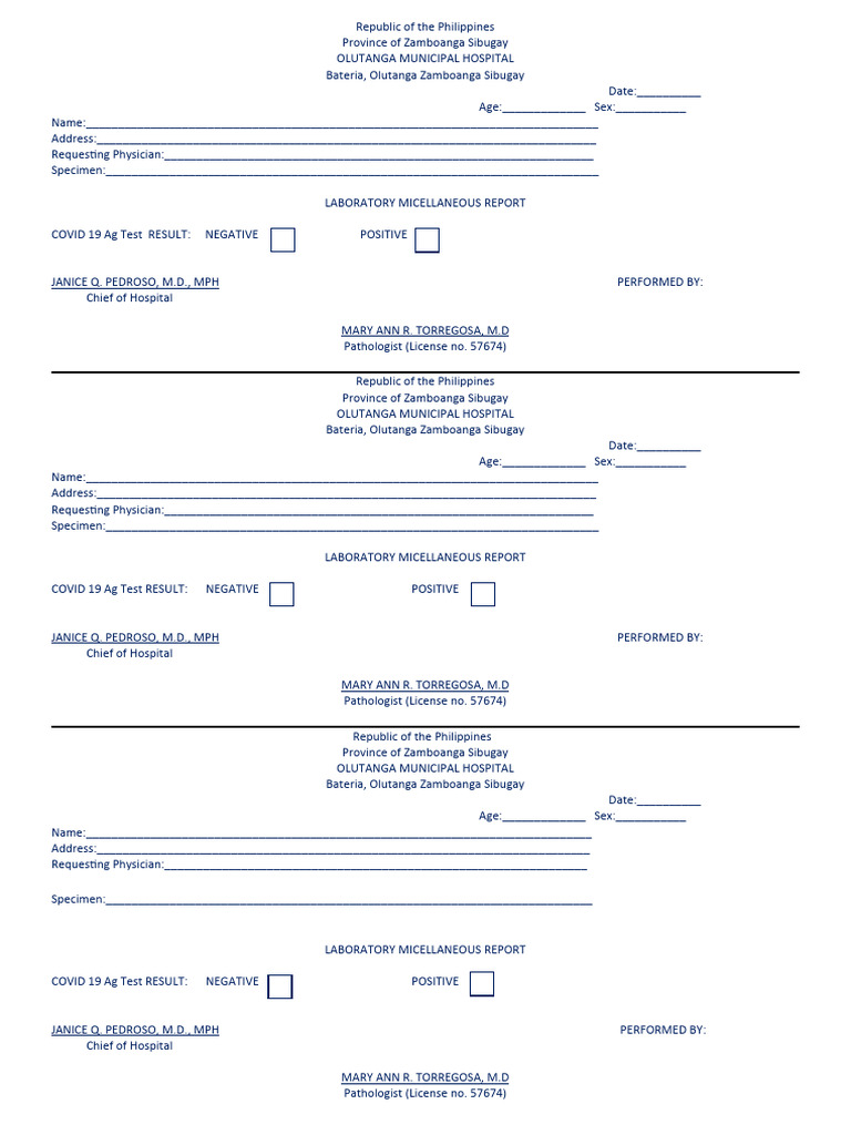 Covid Test Form | PDF | Clinical Medicine | Medicine