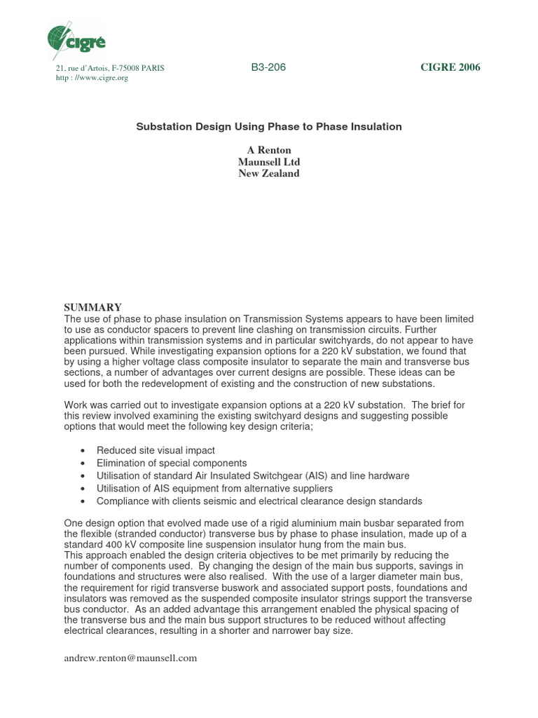 B3 - 206 - 2006-Substation Design Using Phase To Phase Insulation | Download Free PDF ...