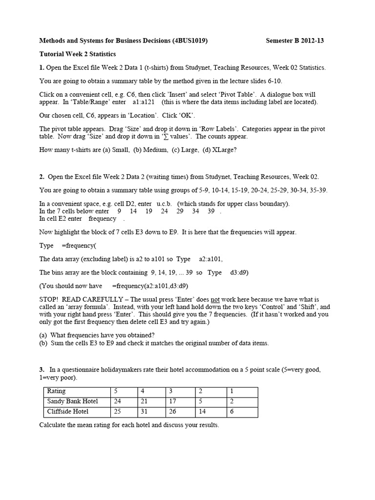 Tutorial 1 - 3 | PDF | Mean | Mode (Statistics)