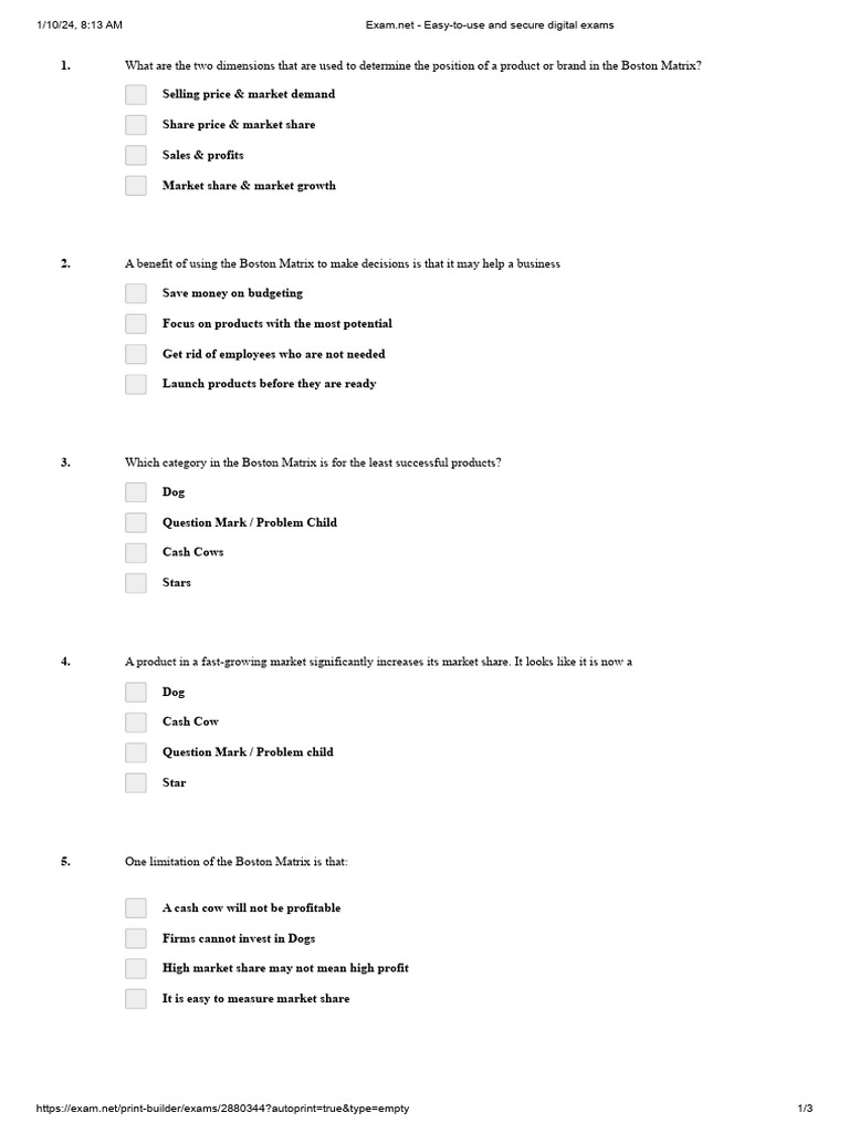 Quiz Marketing 1 | PDF | Business