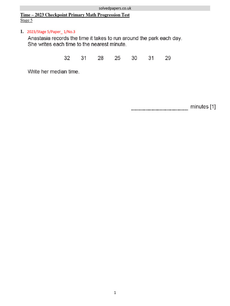 2023-Time-Checkpoint Primary Math Progression Stage-5 | PDF