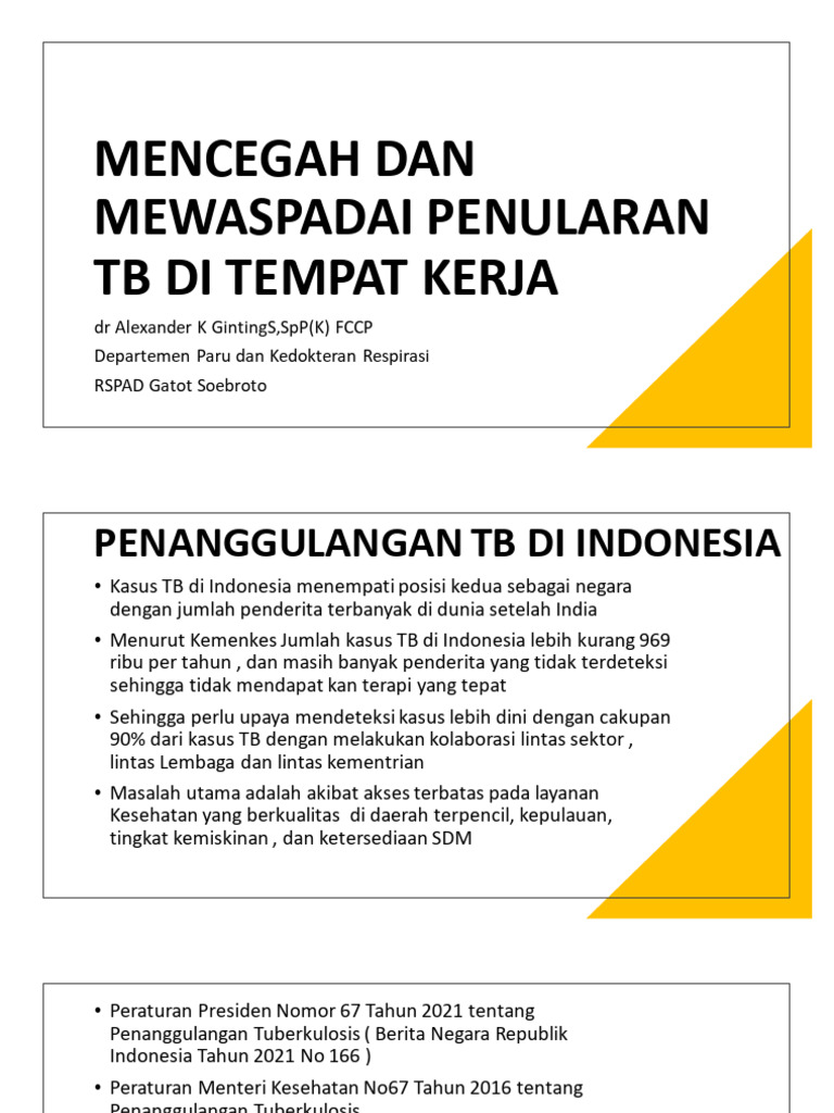 Materi 3 - DR Alexander - Penularan TB Di Tempat Kerja | PDF