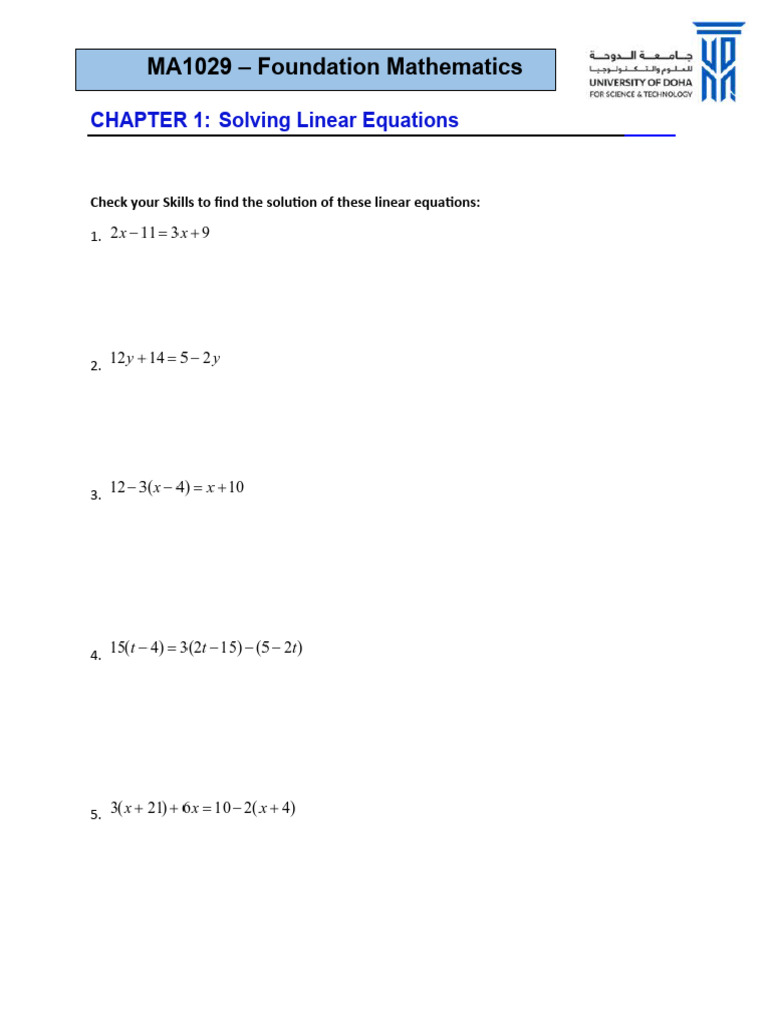 MA 1029-Chapter 1-Solving Linear Equations | PDF | Science & Mathematics