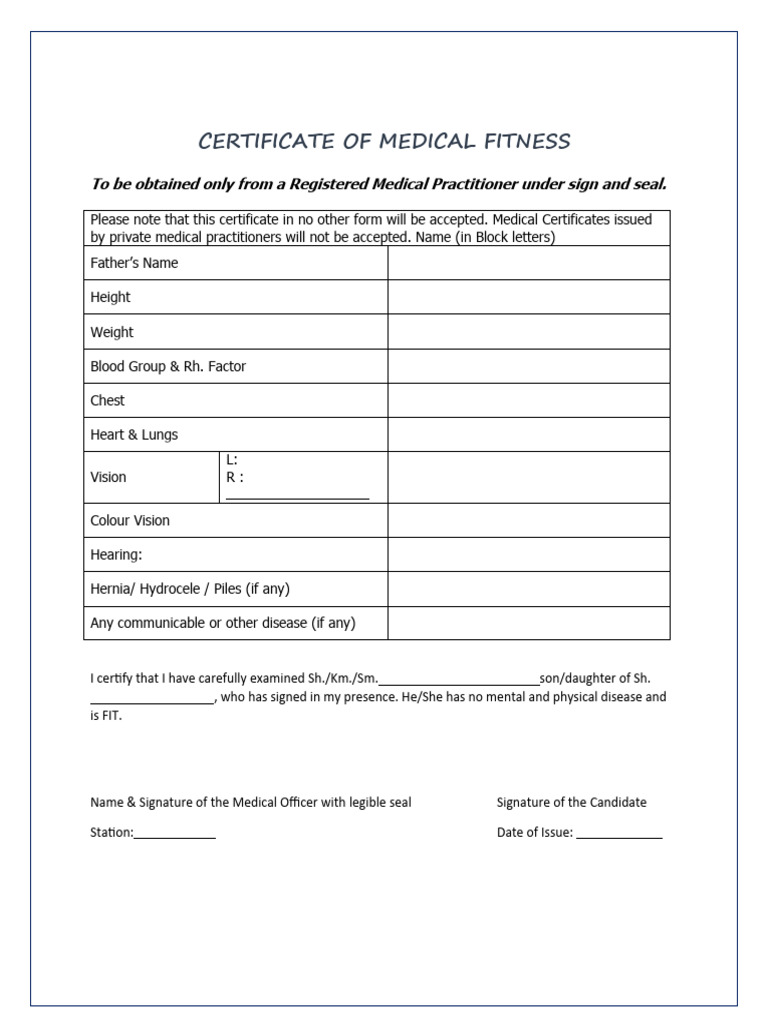 Medical Form - Word Format | PDF