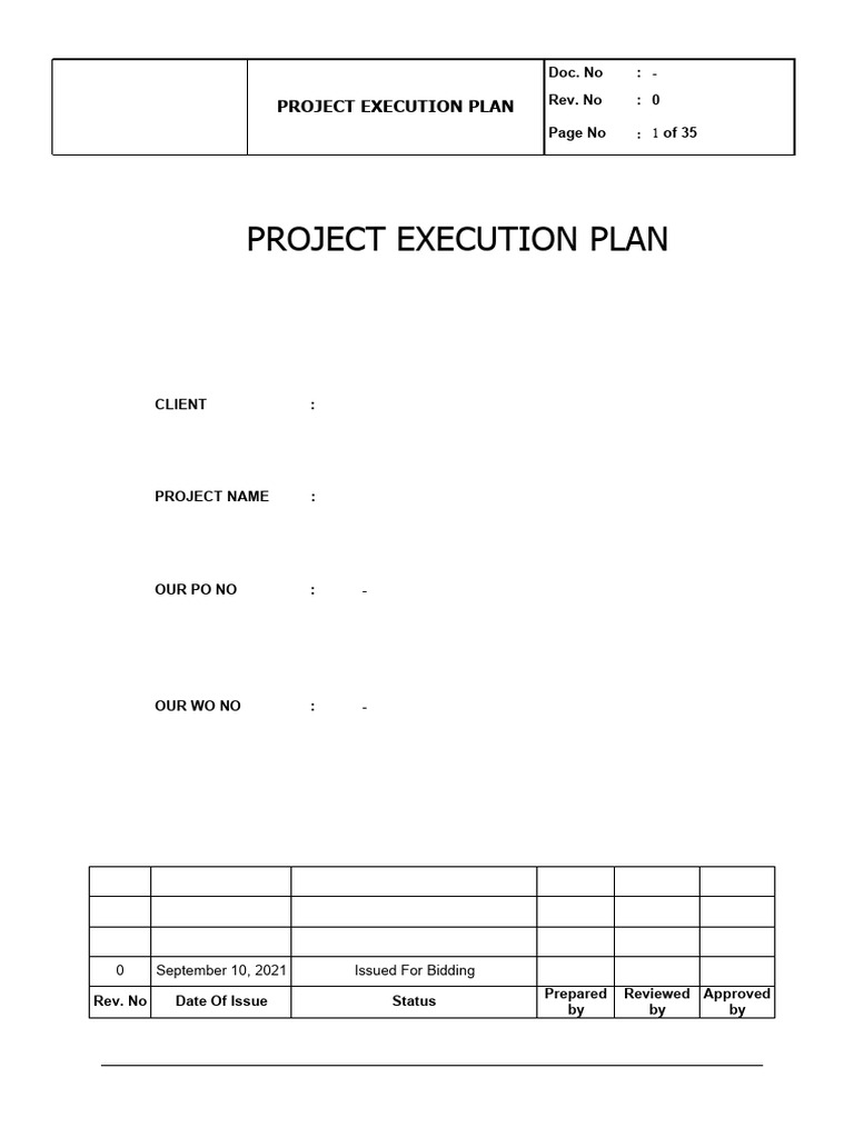 Project Execution Plan Pdf Quality Assurance Project Management
