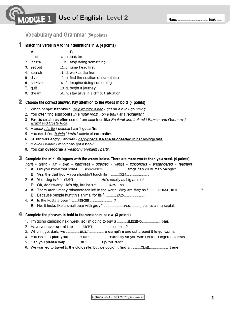 Examen Tema 1 y 2 Ingles | PDF | Hiking | Trail