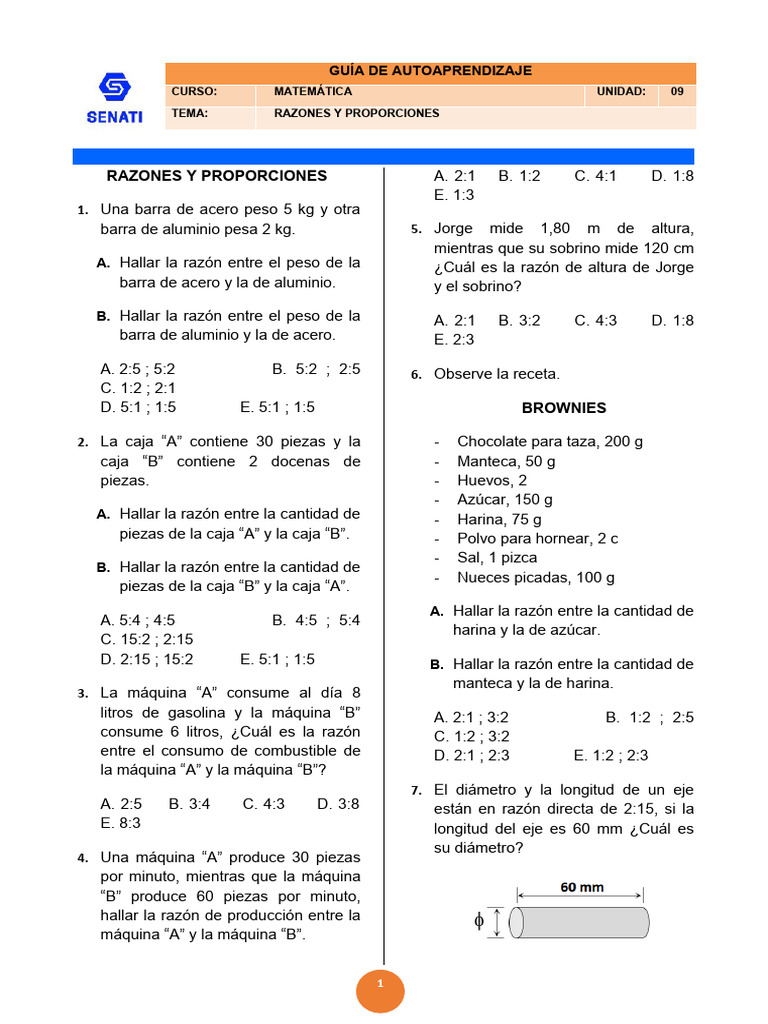 09 Razones y Proporciones - Ejercicios | Descargar gratis PDF | Cobre ...