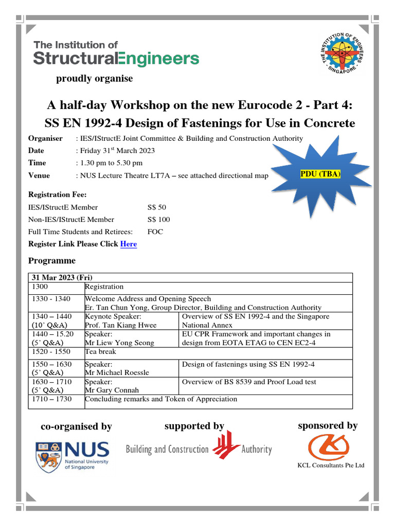 Workshop On Ec2 4 Design of Fastenings For Use in Concrete | PDF ...