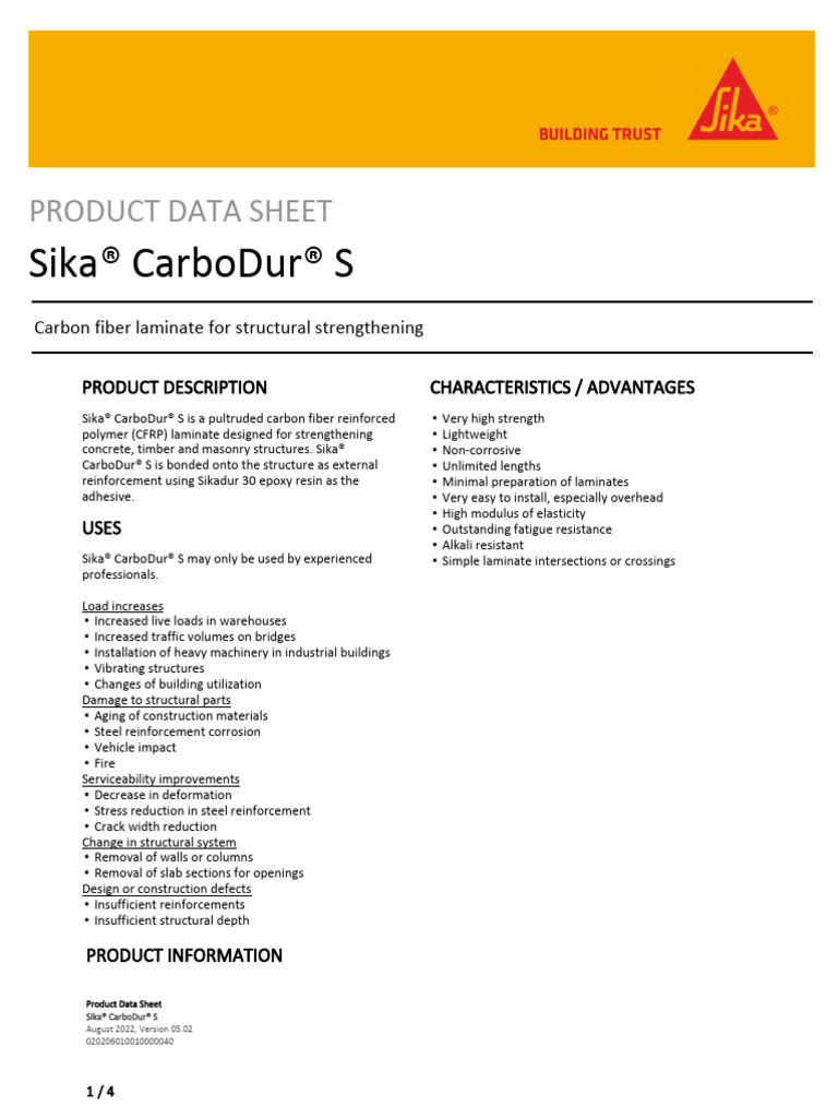 Sika Carbodur S | PDF | Physical Sciences | Engineering