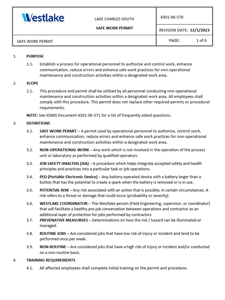 Safe Work Permit | PDF | Combustion | Safety
