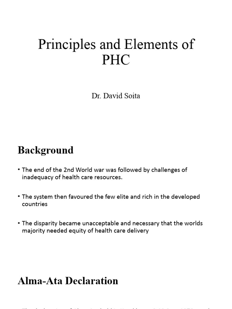 Principles and Elements of PHC | PDF | Health Care | Health Economics