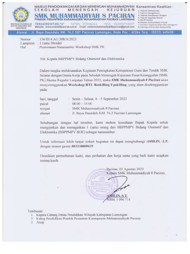 Surat Permohonan Narasumber Boe | PDF