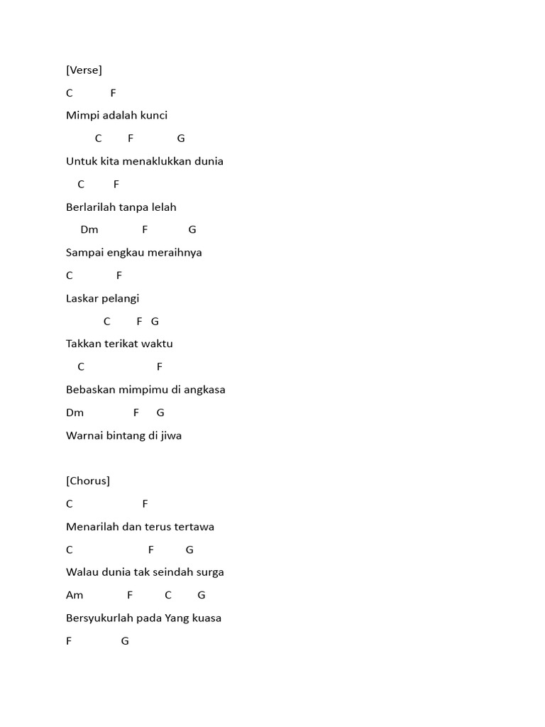 Kunci Keyboard Laskar Pelangi | PDF