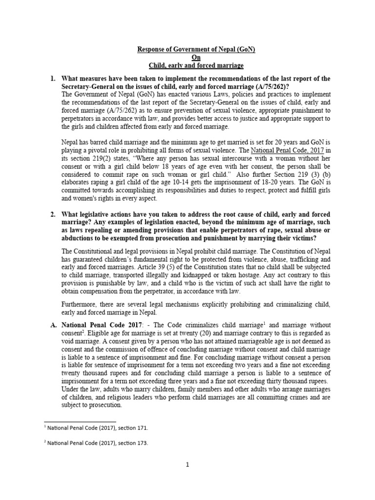 Submission Forcedmarriage State Nepal | PDF | Marriage | Rape