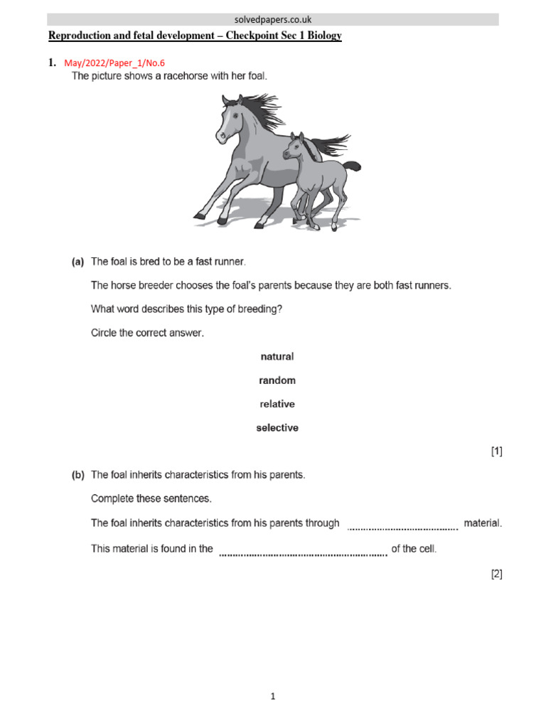 IGCSE Biology: Plant Reproduction Papers | PDF