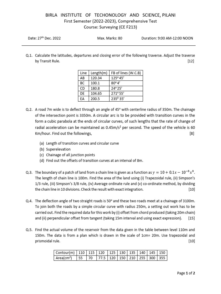1154 CE F213 20230107111035 Comprehensive Exam Question Paper | PDF ...