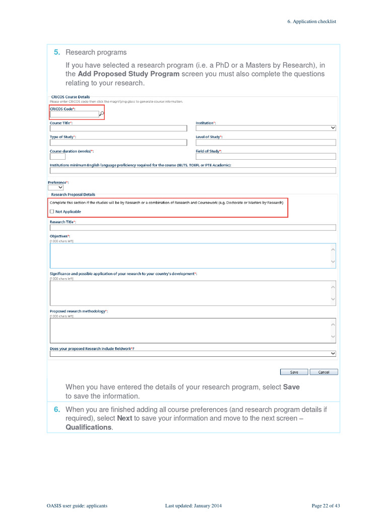 OASIS Application Guide for Applicants | PDF | Literacy | Icon (Computing)