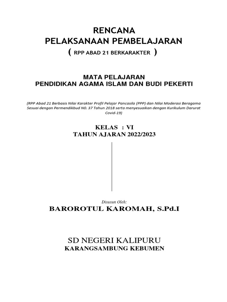 Contoh RPP Berintegrasi Moderasi Beragama | PDF | Sains & Matematika ...