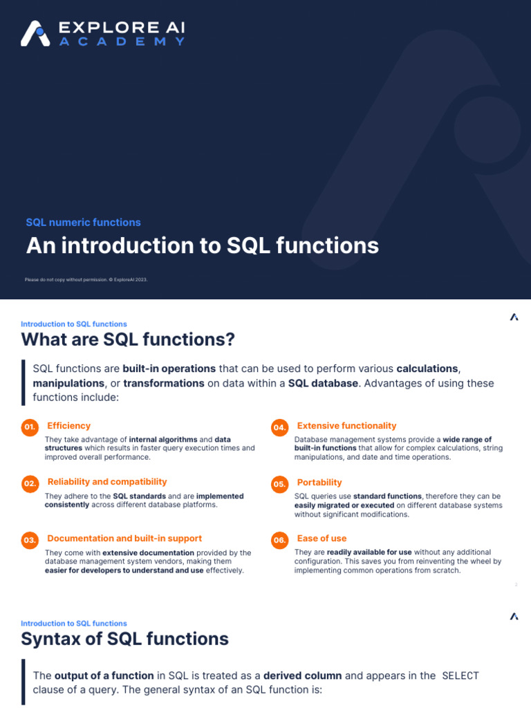 An Introduction To Sql Functions Slides Pdf Sql Databases 2241