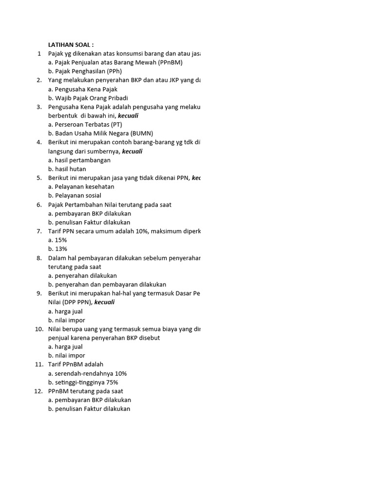 Latihan Soal - PPN & PPNBM | PDF | Bisnis | Pengelolaan Keuangan & Uang