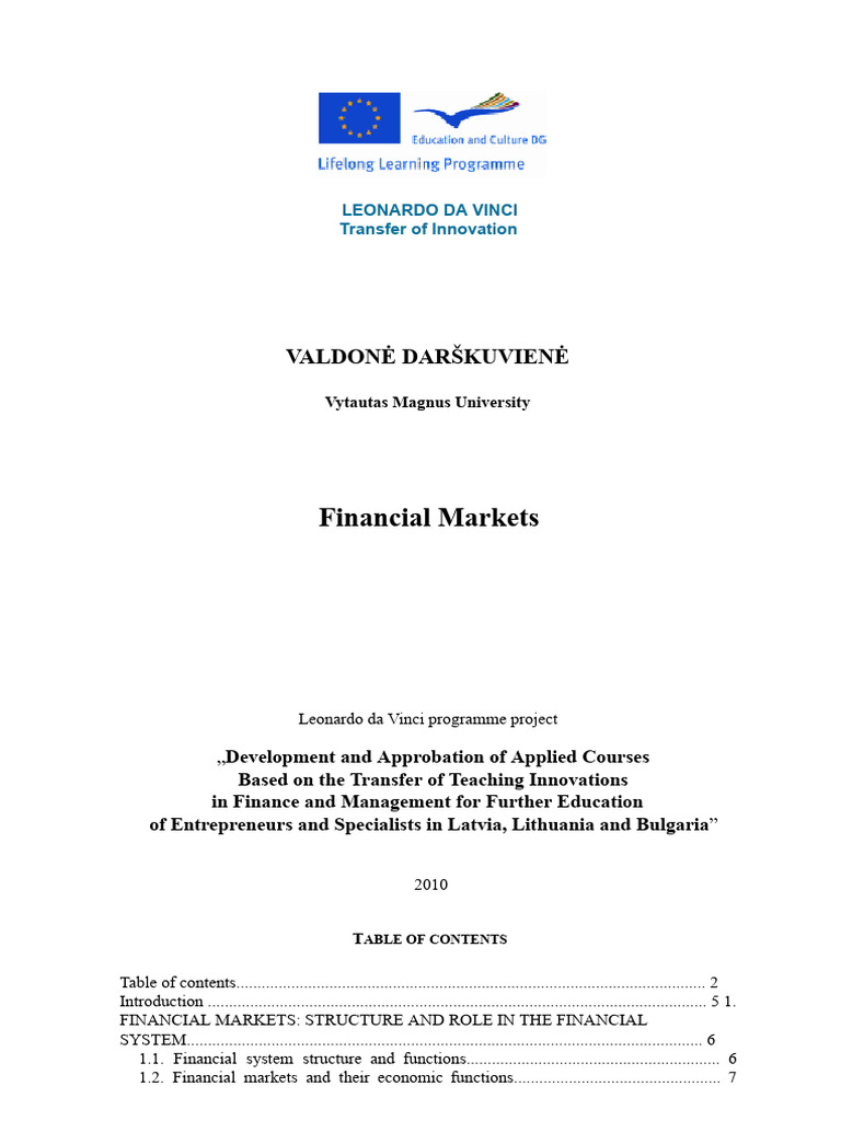 Financial Markets | PDF | Stocks | Financial Markets
