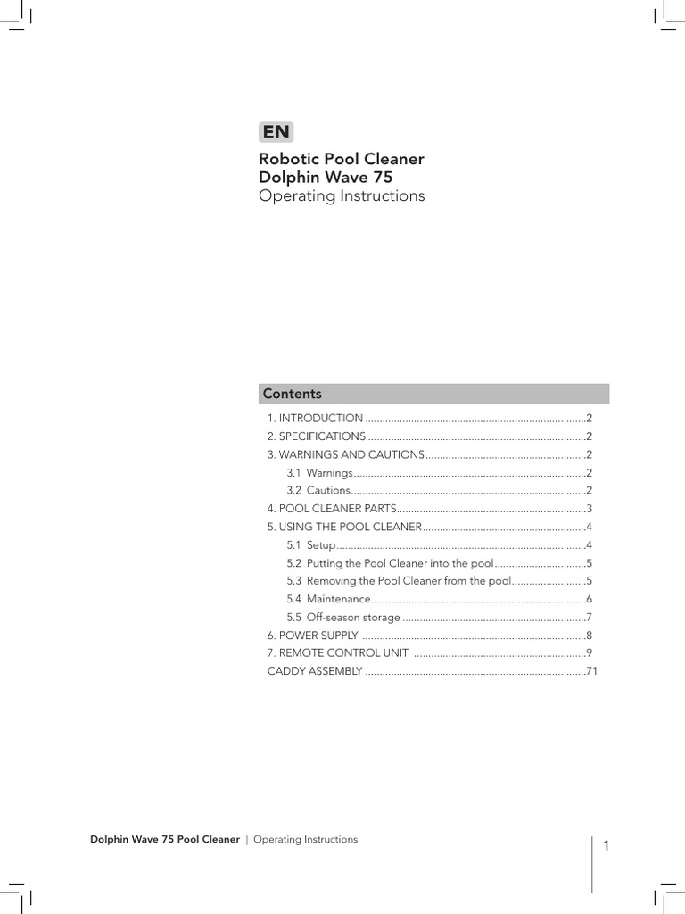 Dolphin Wave 75 Pool Cleaner Manual | PDF | Technology & Engineering